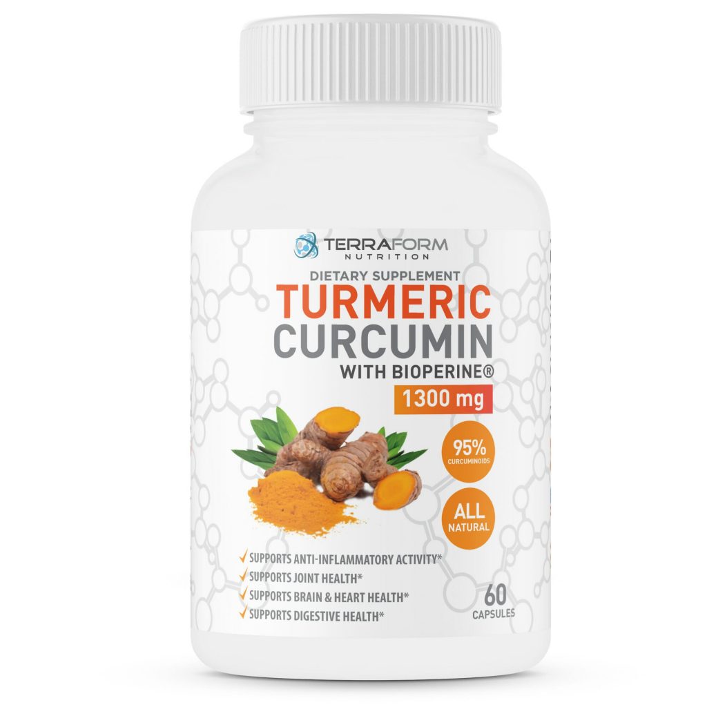 Turmeric Curcumin 1300mg - With BioPerine - 60 Capsules - TerraForm ...