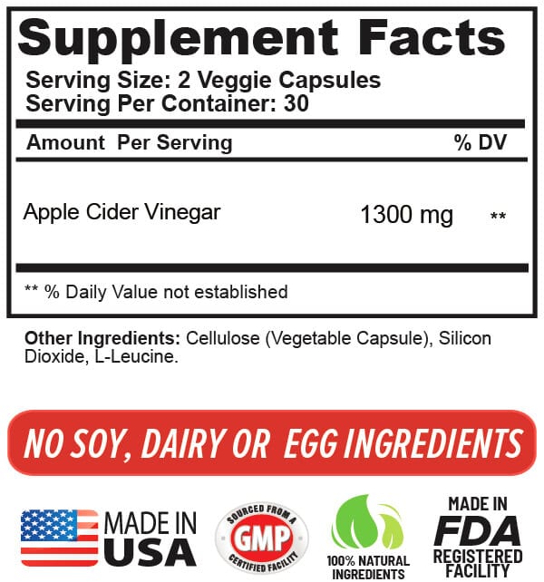 Apple Cider Vinegar 1300mg - 60 Capsules - TerraForm Nutrition