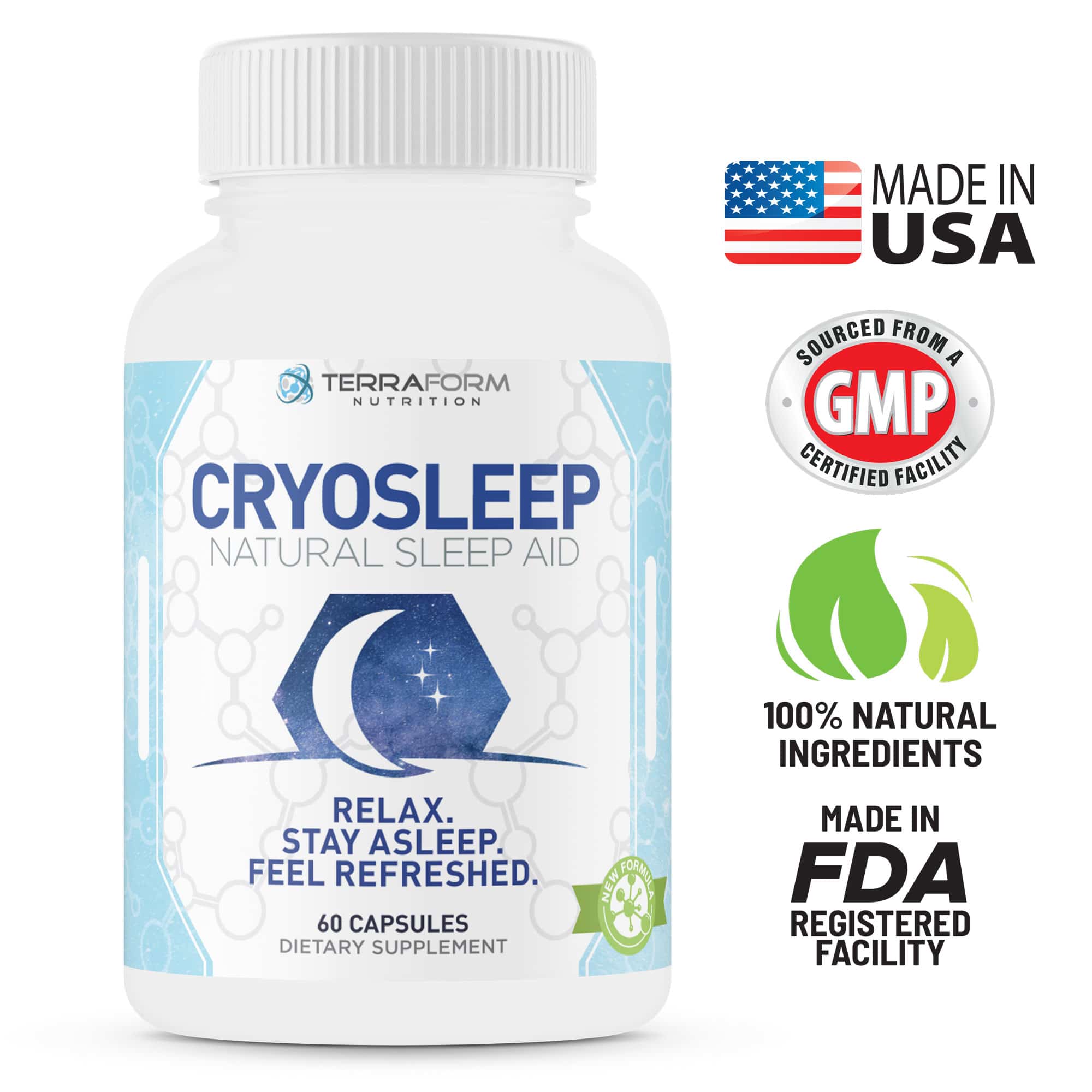 Cryosleep - Natural Sleep Aid - 60 Capsules - TerraForm Nutrition