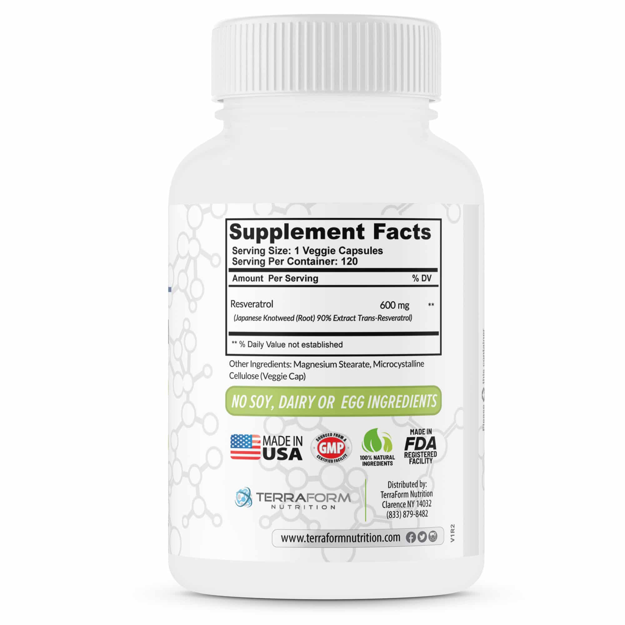 Resveratrol – 1200mg Daily Extra Strength – 2 Month Supply - TerraForm ...