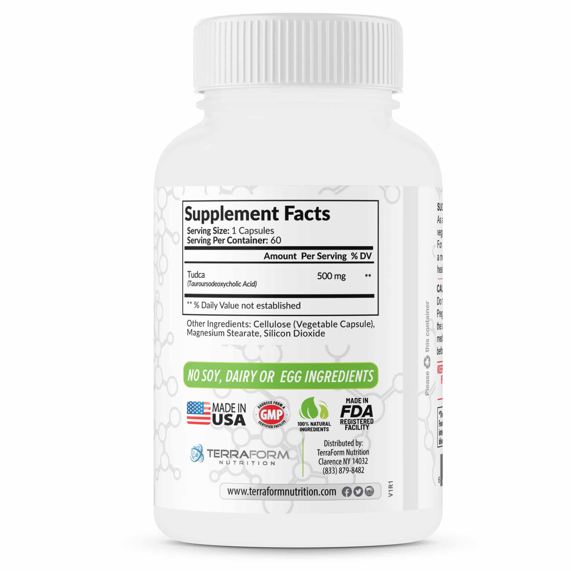 Pure TUDCA (Tauroursodeoxycholic Acid) - 500mg Per Serving - 60 ...