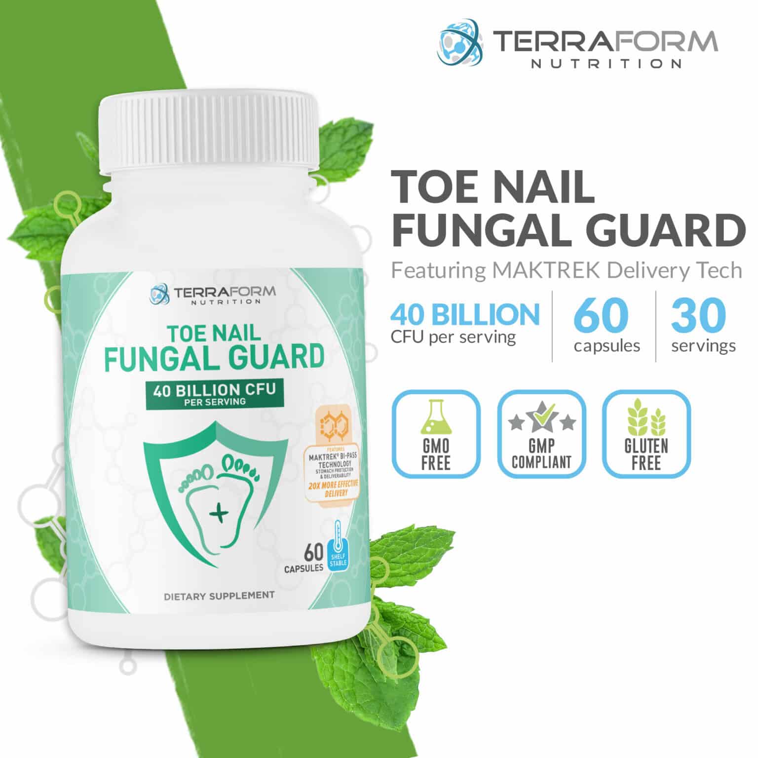 Toenail Fungal Guard - Probiotic Fungus Inhibitor - 60 Capsules ...
